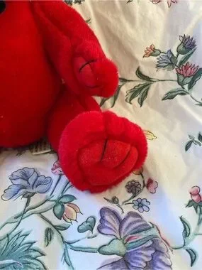 Steven Smith | Toys | Vintage Red Velvet Teddy Bear With Black Bow ...